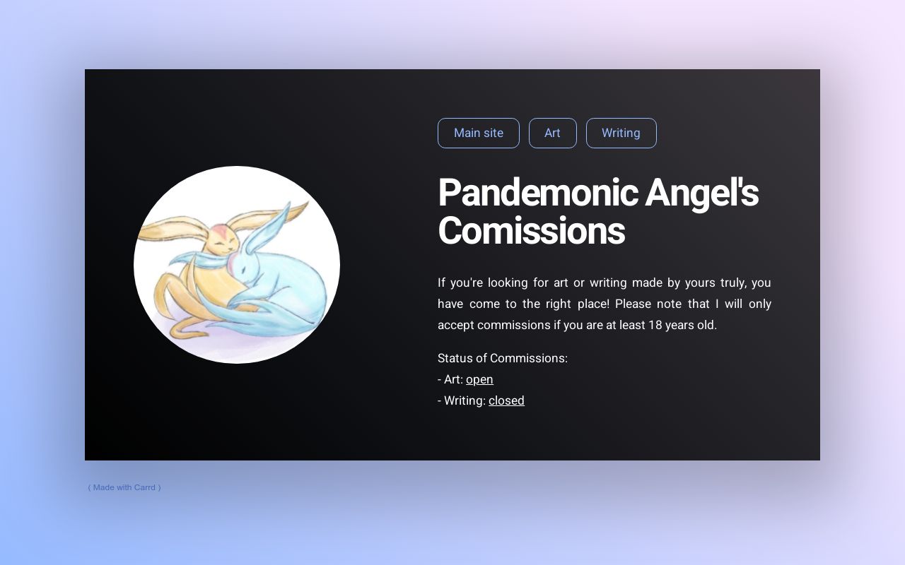 Pandemonic Angel's Commissions